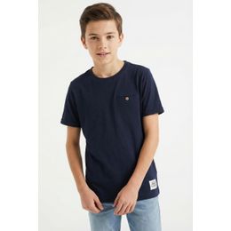 Kurzarmshirt name it "NKMVINCENT SS TOP F NOOS", Jungen, Gr. 104, schwarz sapphire, Jersey, Obermaterial: 100% Baumwolle, unifarben, regular fit normal, Rundhals, Shirts Kurzarmshirt, Baumwolle, Brusttasche