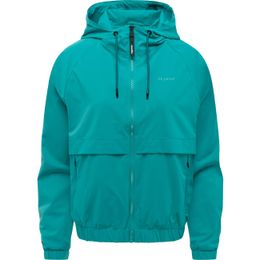 Outdoorjacke Ragwear "Outdoorjacke Anndra", Damen, Gr. S, blau (teal gr&uuml;n), Obermaterial: 100% Polyester PES. Obermaterial: Futter: 100% Polyester PES., l&auml;ssig geschnitten, hoch geschlossener Ausschnitt, &Auml;rmel ohne &Auml;rmelschlitz elastischer Bund, Jacken Outdoorjacke, &Uuml;bergangsjacke mit verstellbarer Kapuze