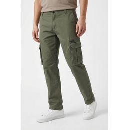 Jack & Jones Cargohose JACK & JONES "JPSTKANE DOVER ZIP CARGO SN", Herren, Gr. 38, L&auml;nge 32, olive night, Web, Obermaterial: 98% Baumwolle, 2% Elasthan, unifarben, Hosen Cargohose, mit Seitentaschen