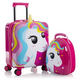 Kofferset Heys "Super Tots, 46 cm, Einhorn", M&auml;dchen, bunt, Polycarbonat, mehrfarbig, Koffer-Sets Kofferset, Heys Kindertrolley Kinder Reisegep&auml;ck