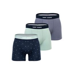 Boxershorts Happy Shorts "Boxershort 3er Pack", Herren, Gr. XL, bunt (palms 2), Obermaterial: 95% Baumwolle CO. 5% Elasthan EL., Unterhosen Boxershorts