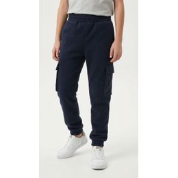 Sweathose name it "NKMOLLIE CARGO PANT BRU NOOS", Jungen, Gr. 116, N-Gr, blau (schwarz sapphire), Sweatware, Obermaterial: 60% Baumwolle, 40% Polyester, unifarben, loose fit normal, Hosen Sweathose