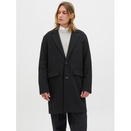 Jack & Jones Langmantel JACK & JONES "JJEHARRIS COAT SN", Herren, Gr. S, schwarz, Web, Obermaterial: 70% Polyester, 15% Polyacryl, 10% Wolle, 5% sonstige Fasern, unifarben, regular fit ca. Mitte Oberschenkel, V-Ausschnitt, M&auml;ntel Langmantel