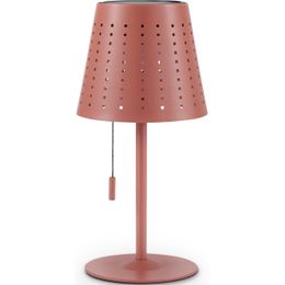 Paco Home Tischleuchte "LARA", rot, &Oslash; 14cm H: 30cm, Leuchten, Outdoor LED Akku Metall Aufladbar Zugschalter Kabellos, Tischleuchte