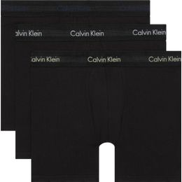 Boxer "BRIEF 3 PACK", Herren, Gr. M (50), 3 Stk., schwarz w, wei&szlig;, blau shadow, m, Jersey, Obermaterial: 95% Baumwolle, 5% Elasthan, Calvin Klein Underwear, k&ouml;rpernah, Unterhosen Boxer, mit l&auml;ngerem Bein