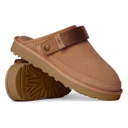 UGG Australia Clog UGG "Goldencoast Clog II", Jungen, Gr. 8 (41), braun (chestnut), Textil, Veloursleder, Schuhe Clog, Hausschuh, Slides, Mule mit gepolstertem Fu&szlig;bett