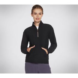 Rollkragenpullover Skechers "GOLUXE RIB 1/4 ZIP", Damen, Gr. 3XL, schwarz, Obermaterial: 83% Polyester, 17% Elasthan, Pullover Rollkragenpullover
