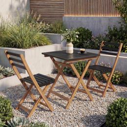 Garnitur MCW-P71, Sitzgruppe Lounge-Set Garten 2x Stuhl Tisch, Akazie Holz klappbar ~ natur-schwarz