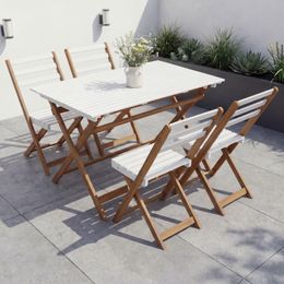 Garnitur MCW-P72, Sitzgruppe Lounge-Set Garten 4x Stuhl Tisch, Akazie Holz klappbar ~ natur-wei&szlig;