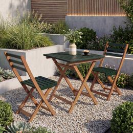 Garnitur MCW-P71, Sitzgruppe Lounge-Set Garten 2x Stuhl Tisch, Akazie Holz klappbar ~ natur-gr&uuml;n