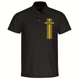 multifanshop Poloshirt - Dortmund - Streifen - Druck gelb - Polo