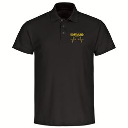 multifanshop Poloshirt - Dortmund - Herzschlag - Druck gelb - Polo
