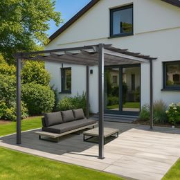Aluminium Pergola MCW-N93, Gartenpavillon Pavillon Garten, stabiles 8cm-Gestell Schiebedach UV50+ 3x4m ~ anthrazit