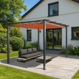 Aluminium Pergola MCW-N93, Gartenpavillon Pavillon Garten, stabiles 8cm-Gestell Schiebedach UV50+ 3x4m ~ terrakotta