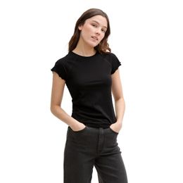 Tom Tailor Denim Damen Tom Tailor Denim T-Shirt mit Raglan &Auml;rmeln schwarz XS (34)