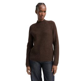 Tom Tailor Denim Damen Tom Tailor Denim V-Ausschnitt-Pullover mit Stehkragen braun XS