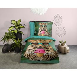 PURE luxury collection Kinderbettw&auml;sche &raquo;Chill&laquo; 2 Mikrofaser, 135x200, 2 Teilig, Wendeoptik, Kind, Leopard, Tropisch Microfaser, Obermaterial: 100% 
