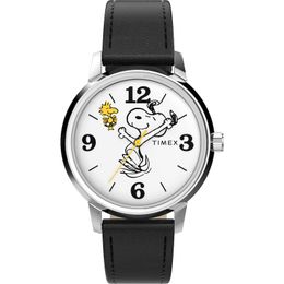 Timex Herren Quarzuhr &raquo;PEANUTS MARLIN&laquo; Armbanduhr, Herrenuhr, Damenuhr,Lederarmband schwarz