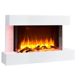 Elektrokamin Balderia Aidan, Wei&szlig;, Metall, Holzwerkstoff, 100x63x24 cm, Fernbedienung, Flammeneffekt separat schaltbar, &Uuml;berhitzungsschutz, Thermostat, Dimmer, Freizeit, Heizen & K&uuml;hlen, Elektrokamine