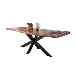 Livetastic Esstisch, Akazie, Holz, Akazie, massiv, rechteckig, X-Form, 90x76x180 cm, Esszimmer, Tische, Esstische