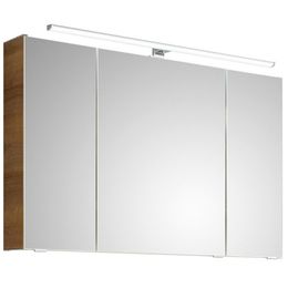 Xora Spiegelschrank Luga, Eiche, Metall, 6 F&auml;cher, 105x70x16 cm, Made in Germany, Badezimmer, Badezimmerspiegel, Spiegelschr&auml;nke