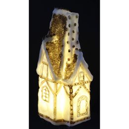 I.GE.A. Dekofigur &raquo;Haus&laquo; Weihnachtsdeko aus Polyresin, H&ouml;he ca. 24 cm gold Polyresin