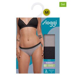 Sloggi 2er-Set: Slips in Schwarz/ Grau - 50% | Gr&ouml;&szlig;e XL | Damen-unterteile