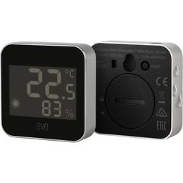 eve Sensor &raquo;Weather (Matter)&laquo; silber Aluminium Elegantes Design mit eloxiertem Aluminium und IPX4-Wasserbest&auml;ndigkeit; kabellos mit austauschbarer 