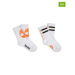 Timberland 2er-Set: Socken in Wei&szlig;/ Orange - 40% | Gr&ouml;&szlig;e 31 | Kinder-socken-strumpfhosen