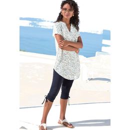 Damen Longshirt wei&szlig;-blau bedruckt, Gr&ouml;&szlig;e 36/38
