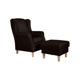 58 aufm Kessel OHRENSESSEL Karlen Bezug Flachgewebe Buche natur / schoko | Gr.: onesize
