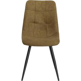 Esszimmerstuhl OMG DESIGN "Peak", gr&uuml;n (olive, schwarz, olive), B:48cm H:88cm T:65cm, St&uuml;hle, Esszimmerstuhl, moderne Sitzschale in Microfaser Lederoptik