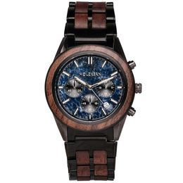Holzkern Herren-Chronograph Quarz Space Dust Walnuss/Marmor Blau / Anthrazit | Gr.: onesize