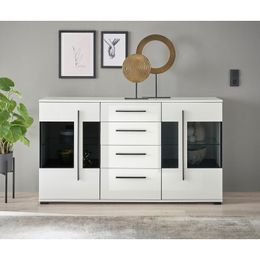 Home Affaire Sideboard &raquo;Cantara, moderner Schrank, Kommode in Eiche Evoke oder wei&szlig;&laquo; schwarze Stangengriffe, ausreichend Stauraum, Hochglanz Front 
