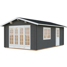 Gartenhaus Palmako "Irene", dunkelgrau, wei&szlig;, Fu&szlig;boden im Gartenhaus, ohne Dacheindeckung, Massivholz, Gartenh&auml;user, Gartenhaus, verschiedene Farben