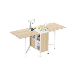 HOMCOM Beistelltisch-169L x 60B x 75H cm-Natur+Wei&szlig; | Gr.: onesize
