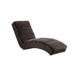 Salesfever Chaiselongue mit Quersteppung & Chrom-F&uuml;&szlig;en aus Pl&uuml;sch-Cord in Schwarz | Gr.: onesize