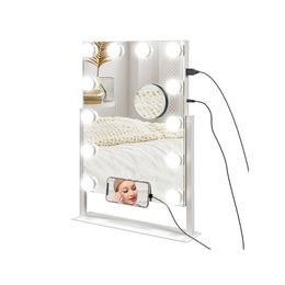 HOMCOM LED-Schminkspiegel-36,5L x 8,5B x 45,5H cm-Wei&szlig; | Gr.: onesize