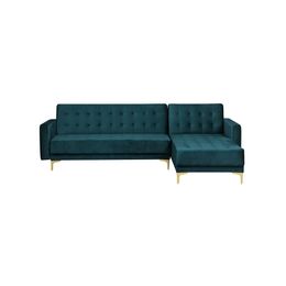 Beliani Ecksofa ABERDEEN in Gr&uuml;n/Gold - (W) 267 x (H) 83 x (L) 168 cm | Gr.: onesize