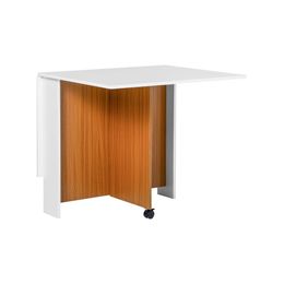 HOMCOM Esszimmertisch-120L x 80B x 73H cm-Wei&szlig;+Teak | Gr.: onesize