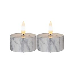 STAR TRADING Beton-Kerzen ,Flamme Marble', 2er Set Teelichter in Marmor-Optik, Batt | Gr.: onesize
