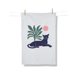 Greenbomb Tea Towel Panther Leaves in Wei&szlig; | Gr.: onesize