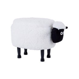 Beliani Tierhocker SHEEP in Wei&szlig;/Schwarz/Braun - (W) 55 x (H) 40 x (L) 35 cm | Gr.: onesize
