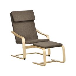HOMCOM Relaxsessel mit Hocker-66,5B x 80T x 99H cm-Braun | Gr.: onesize