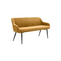 Salesfever Sitzbank elegant 160 cm mit Diamantsteppung und Bezug aus Samt in Senfgelb | Gr.: onesize