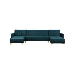 Beliani Modulsofa ABERDEEN in Gr&uuml;n/Gold - (W) 348 x (H) 83 x (L) 168 cm | Gr.: onesize