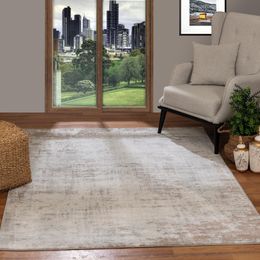 Teppich LIVABLISS "WAMBA", beige, B:120cm H:10mm L:170cm, Kunstfaser, Teppiche, Teppich, Moderner Designerteppich in Marmor Optik, Kurzflor Wohnzimmerteppich