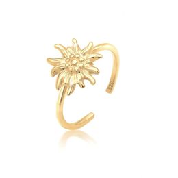 Elli Ring 925 Sterling Silber Edelweiss, Trachtenschmuck in Gold | Gr.: onesize