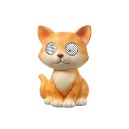 MARELIDA LED Solar Katze mit blizelnden rollenden Augen Tierfigur H: 22,5cm | Gr.: onesize