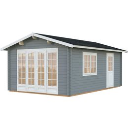 Gartenhaus Palmako "Irene", hellgrau, wei&szlig;, Fu&szlig;boden im Gartenhaus, ohne Dacheindeckung, Massivholz, Gartenh&auml;user, Gartenhaus, verschiedene Farben